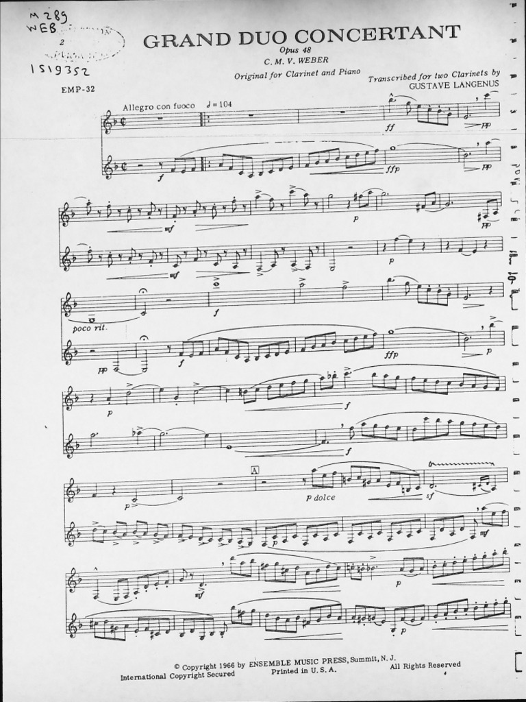 Weber Clarinet Grand Duo | PDF