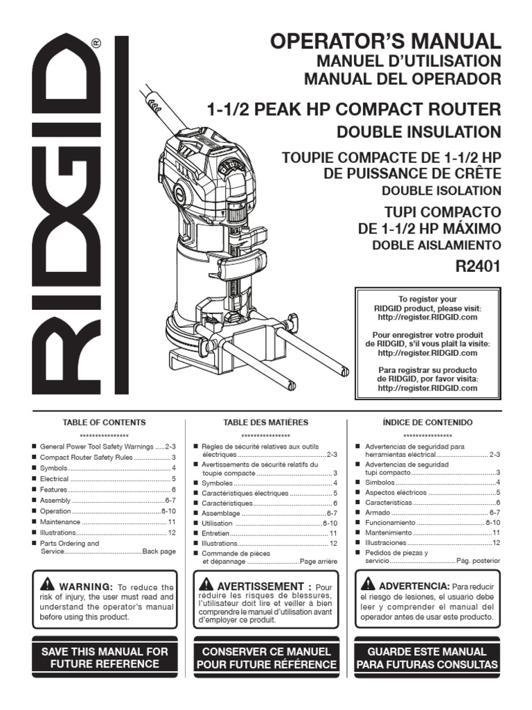 Rigid Trim Router R2401 | PDF | Mains Electricity | Electricity