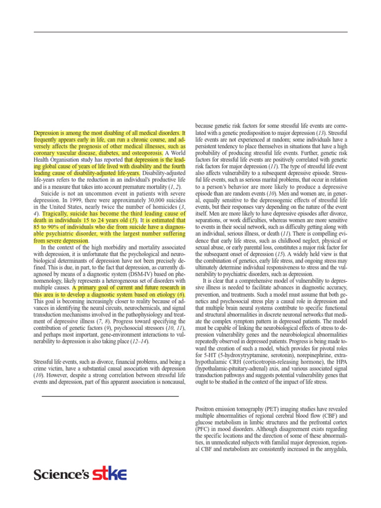 NIMH Stress Depression 2004 | PDF | Extracellular Signal Regulated ...