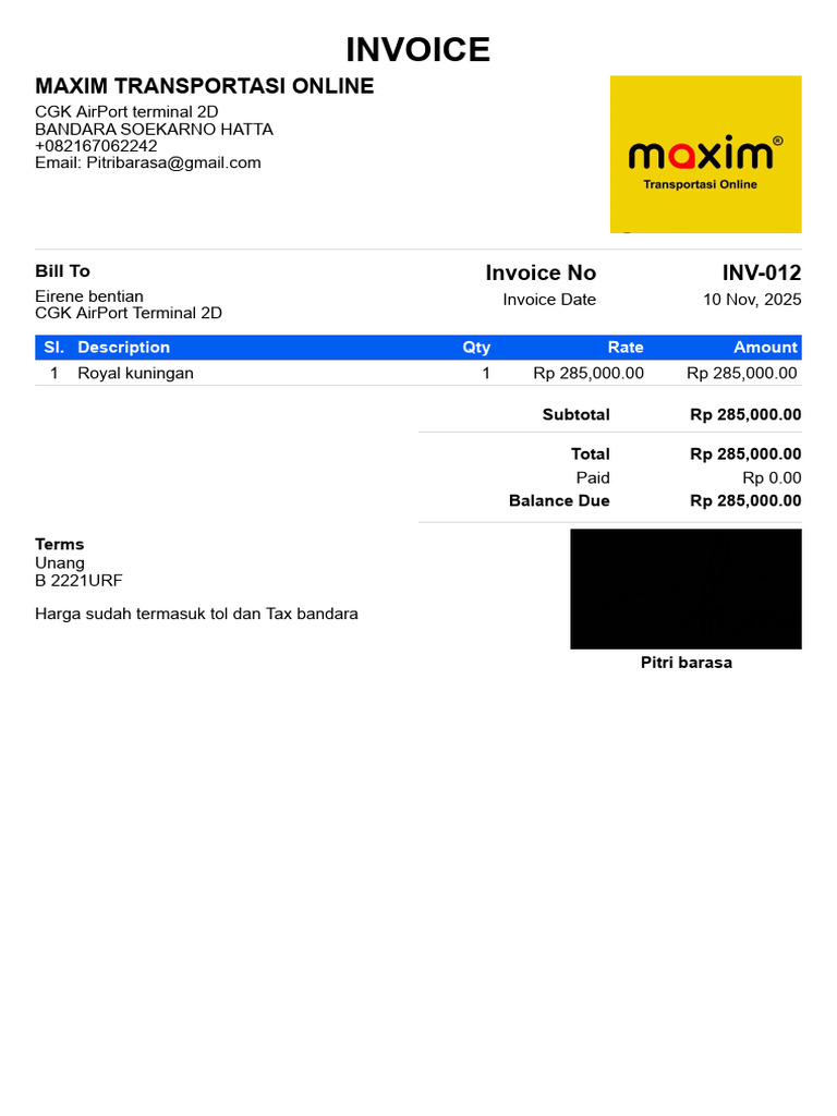 Invoice INV 012 | PDF