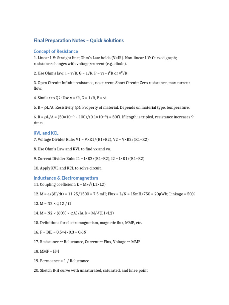 Final Preparation Notes Solutions | PDF
