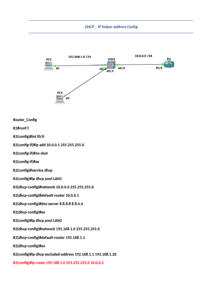 DHCP and IP Helper Address Setup | PDF