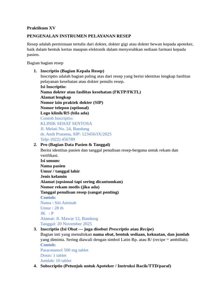 Pengenalan Instrumen Pelayanan Resep | PDF