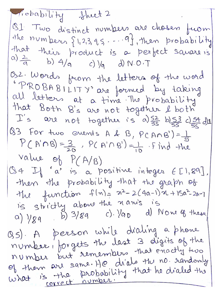 Probability Sheets 1 | PDF