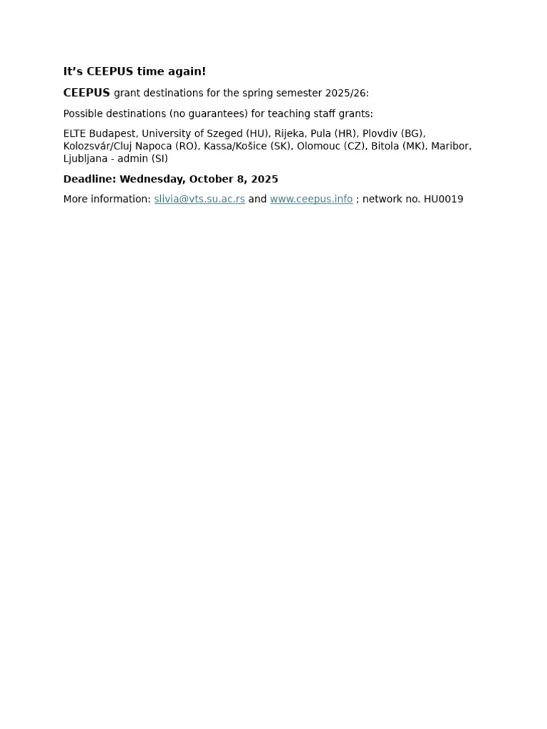 Ceepus Poziv Staff | PDF