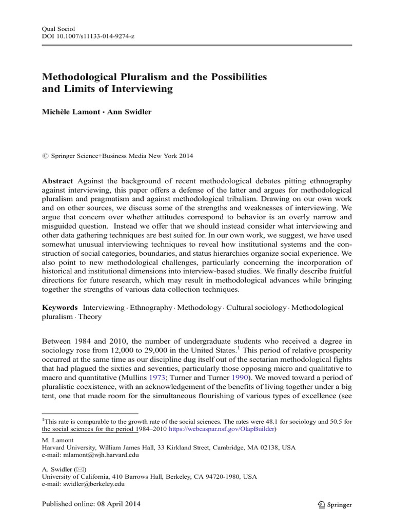 Methodological Pluralism and the Possibilities and Limits of ...