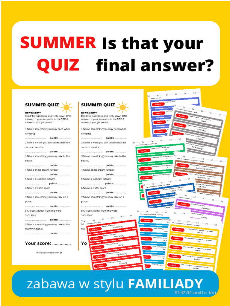 Summer Quiz - Is That Your Final Answer - 1748407938 | PDF | Camping