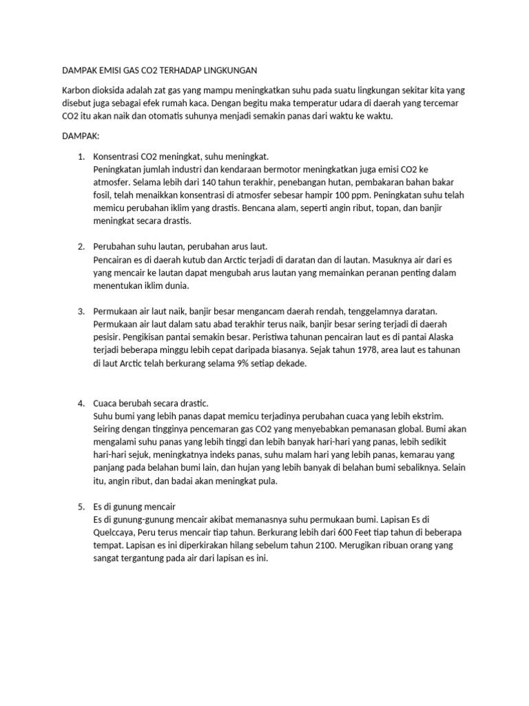 Dampak Emisi CO2 pada Lingkungan Global | PDF