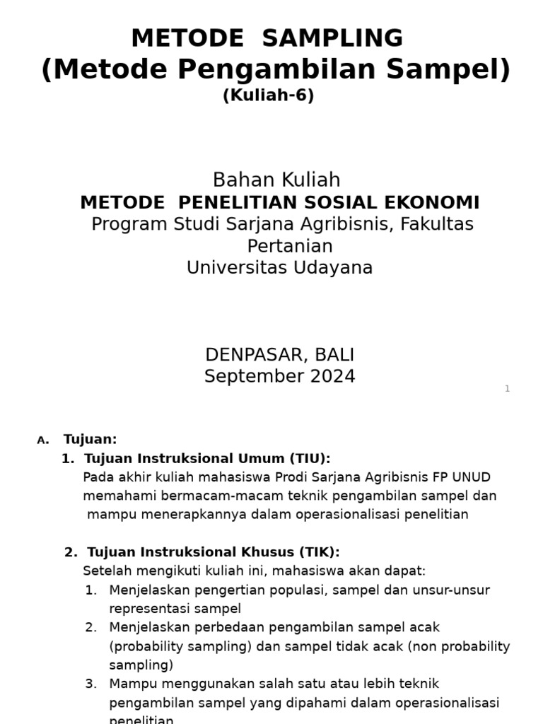 Kuliah 5 Metode Sampling | PDF