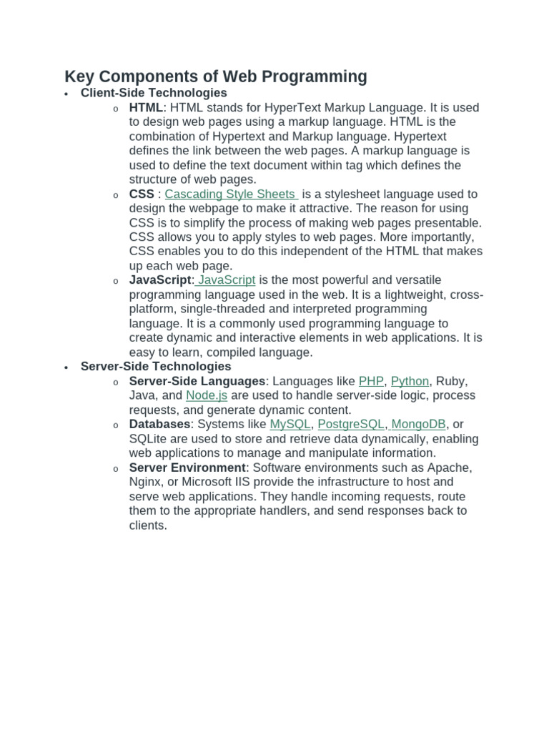 Key Components of Web Programming | PDF
