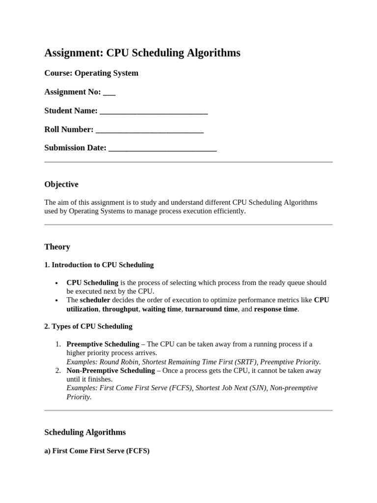 Assignment From Unit 1 | PDF | Scheduling (Computing) | Concurrent Computing
