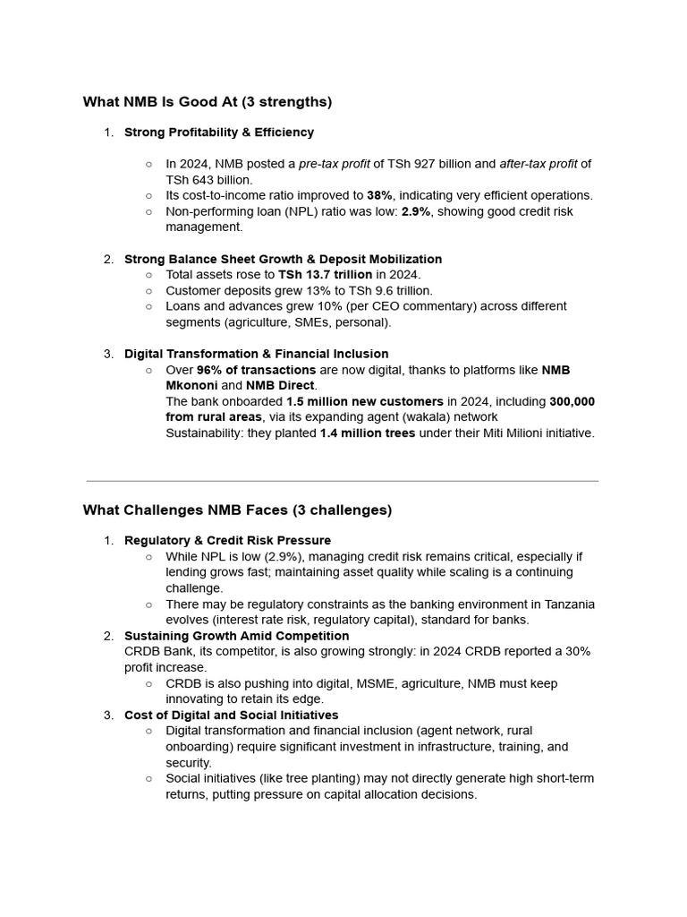 Understanding The Financial Giant - NMB Tanzania | PDF | Banks ...