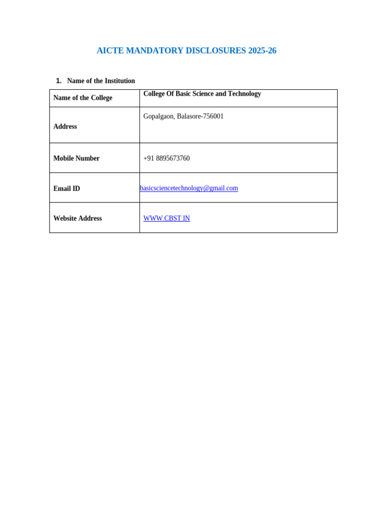 Mandatory Disclosure 25NC | PDF | Qualifications | Vocational Education
