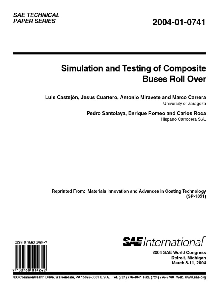 Simulation and Testing of Composite Buses Roll Over | PDF | Composite ...