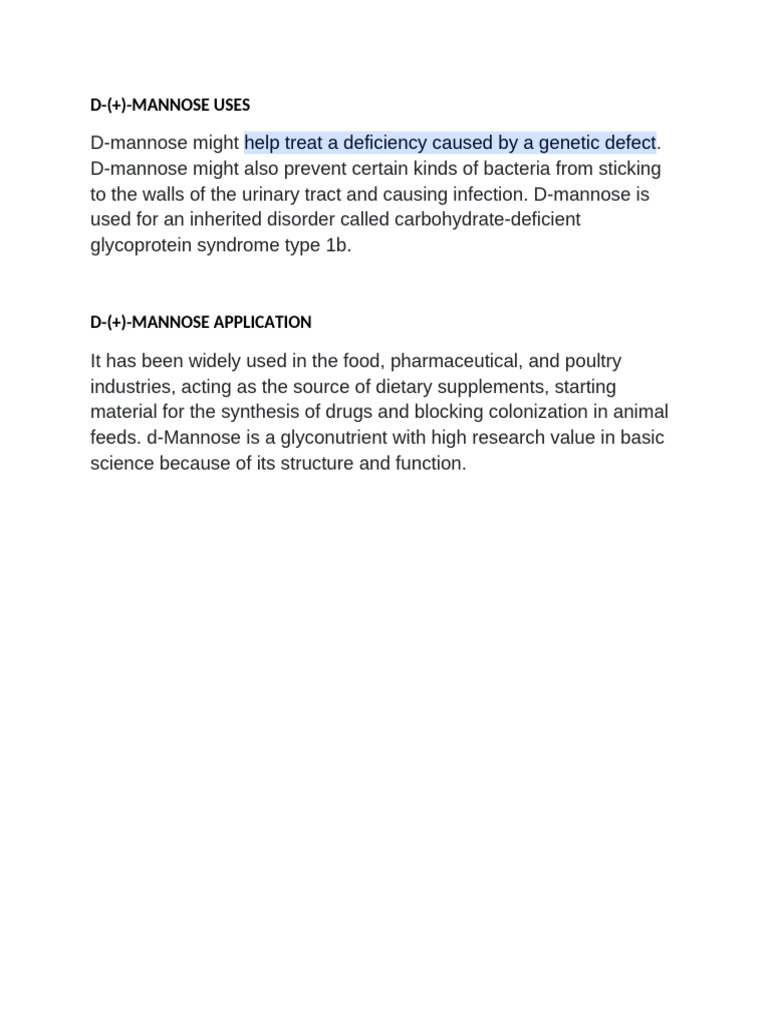 D - (+) - Mannose Uses & Application | PDF