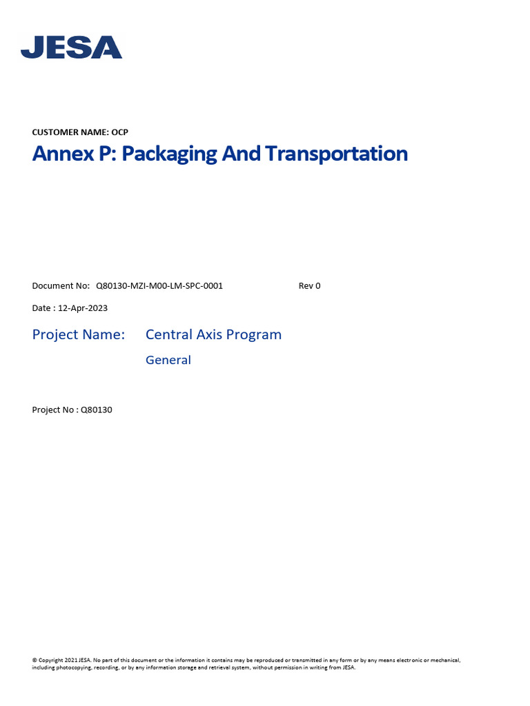 Annex P - Q80130-MZI-M00-LM-SPC-0001 | PDF | Dangerous Goods | Cargo