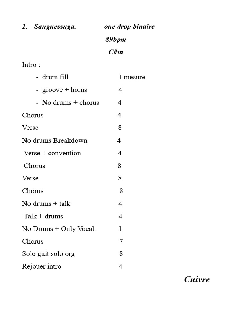 Reggae and Rock Song Structures Guide | PDF | Song Structure | Musical ...