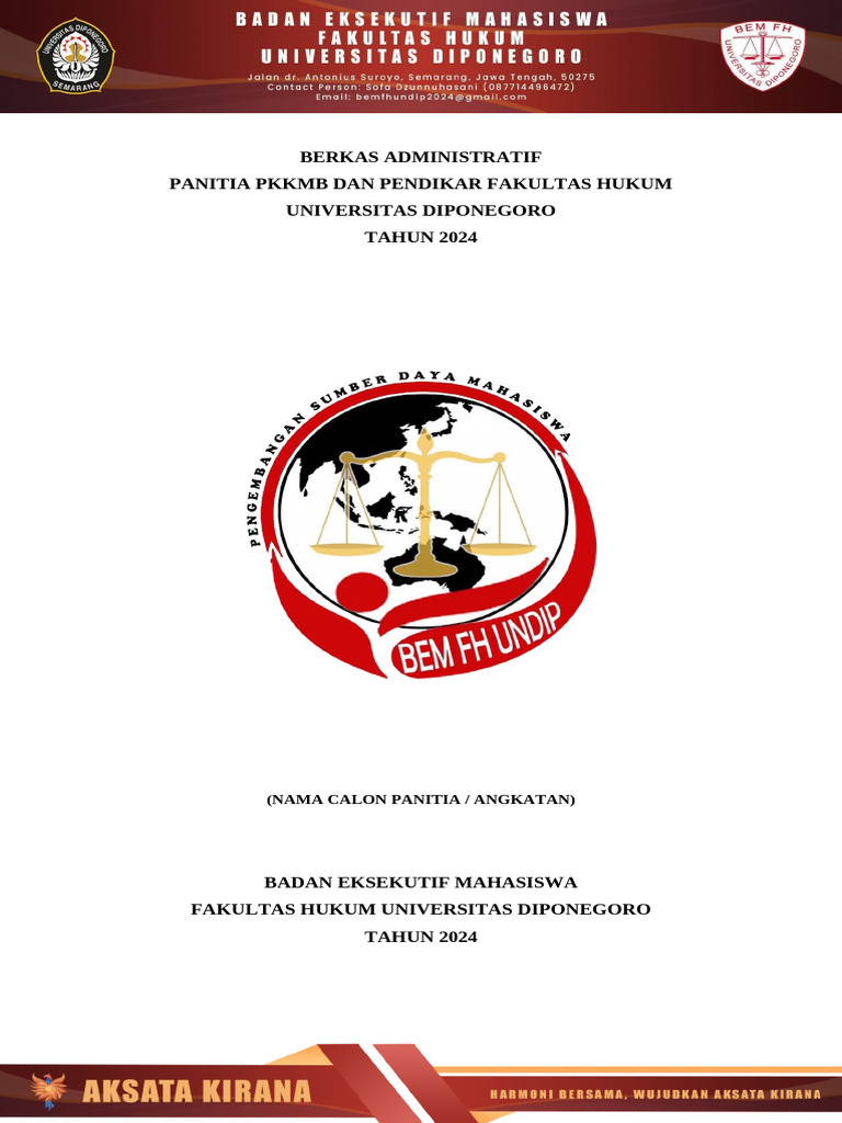 Formulir Pendaftaran Panitia PKKMB FH 2024 | PDF