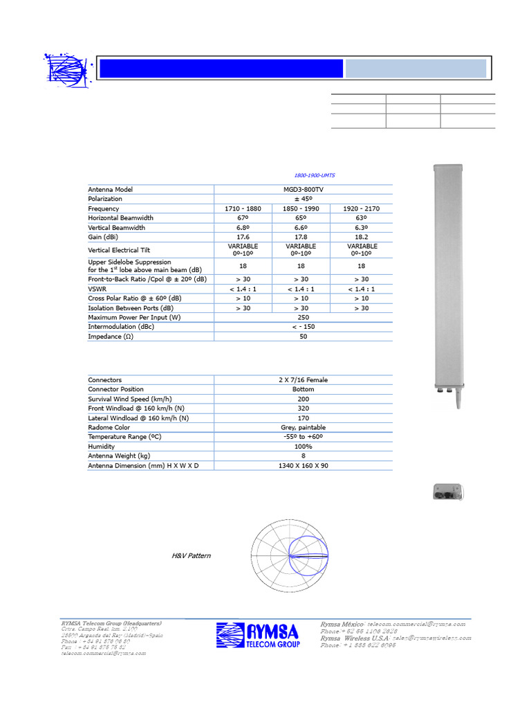 Rymsa MGD3-800TV | PDF | Antenna (Radio) | Telecommunications