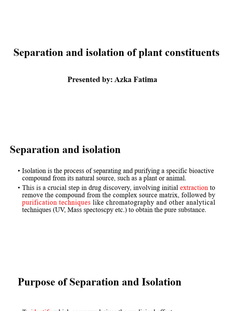 Isolation and Separation | PDF | Chromatography | Gas Chromatography