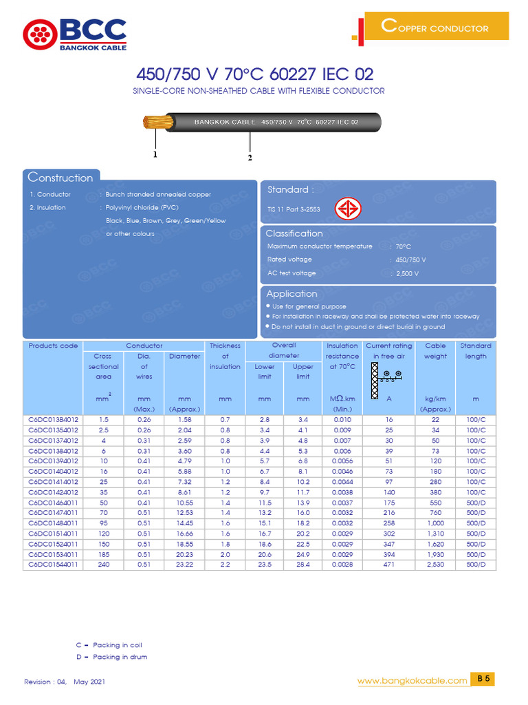 450!750V 70C 60227 Iec 02 - Rev 04 | PDF | Electrical Conductor ...