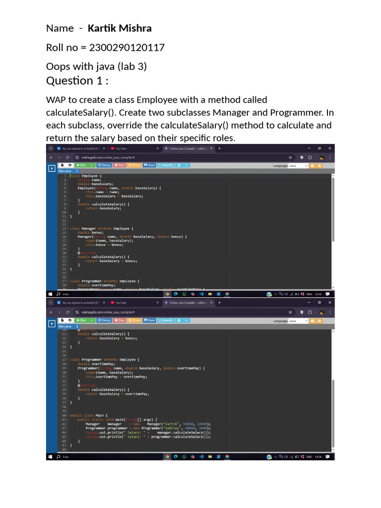 Oops Java (Lab3) | PDF