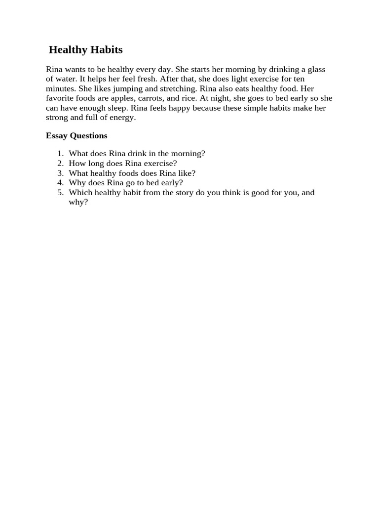 Worksheet Healthy Habits | PDF