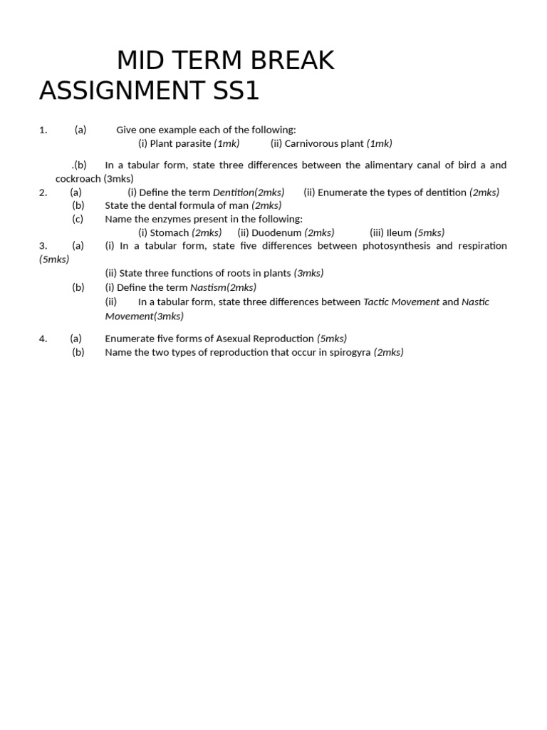 7605 - File - Mid Term Break Assignment Ss1 | PDF