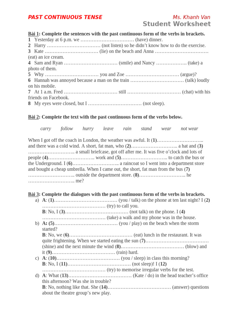 Past Continuous | PDF | Semantic Units | Language Mechanics