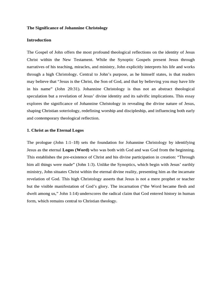 The Significance of Johannine Christology | PDF