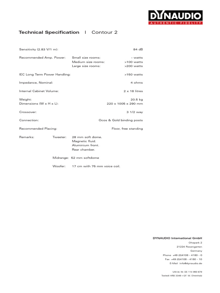 Dynaudio Contour 2 Brochure | PDF