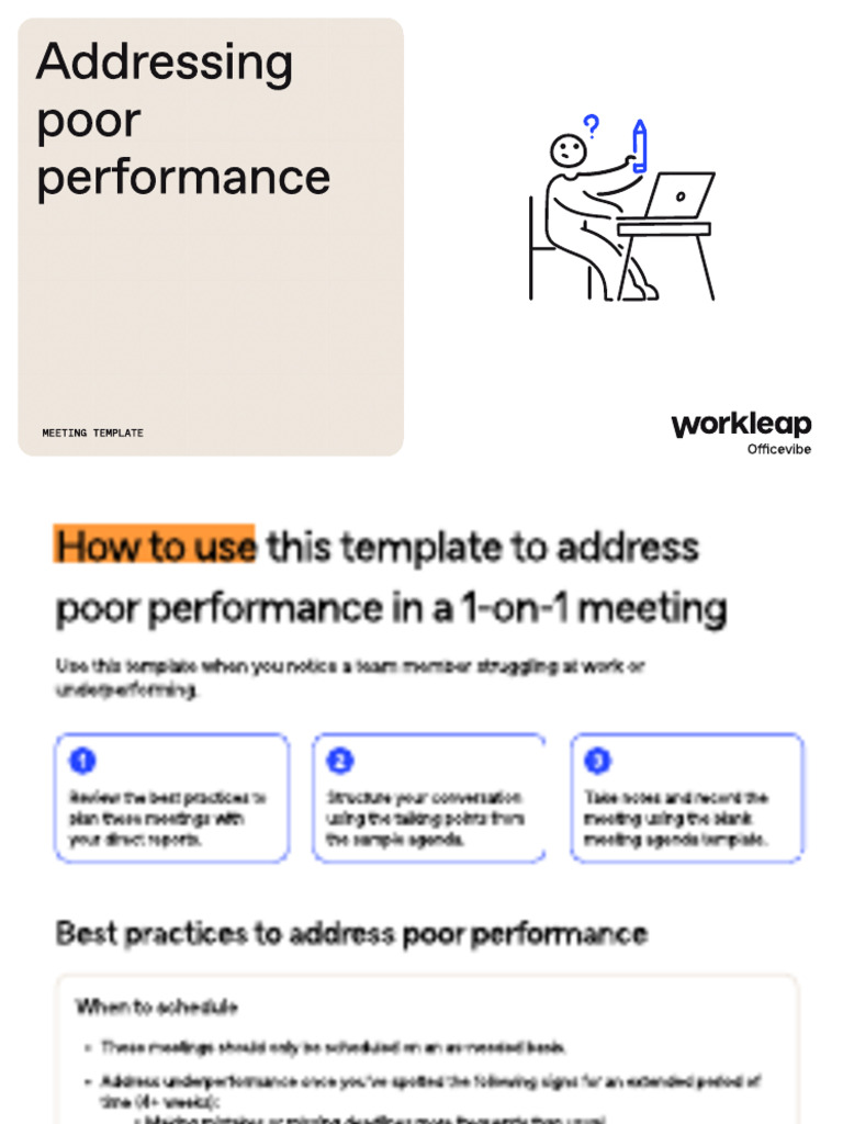 One-on-One Meeting Template for Performance Issues | PDF ...