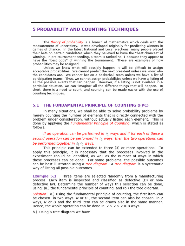 Probability and Counting Techniques Guide | PDF | Probability ...