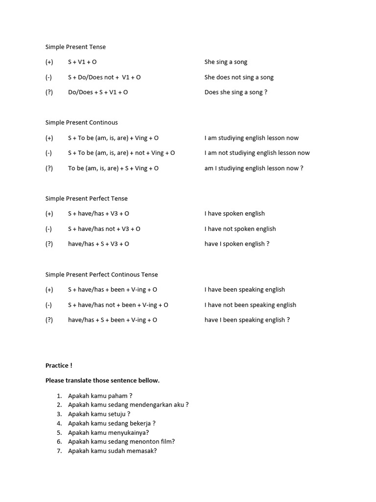 Simple Present Tense | PDF