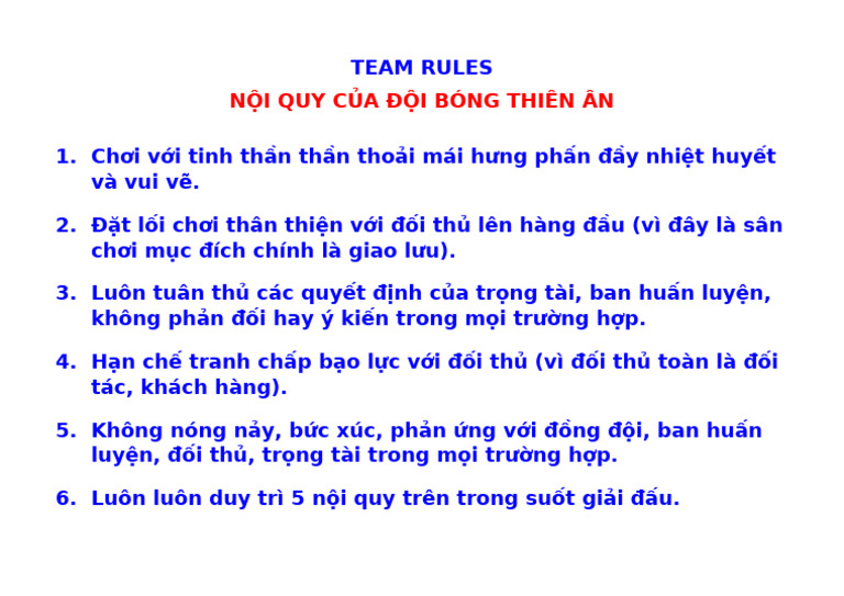 Team Rules | PDF