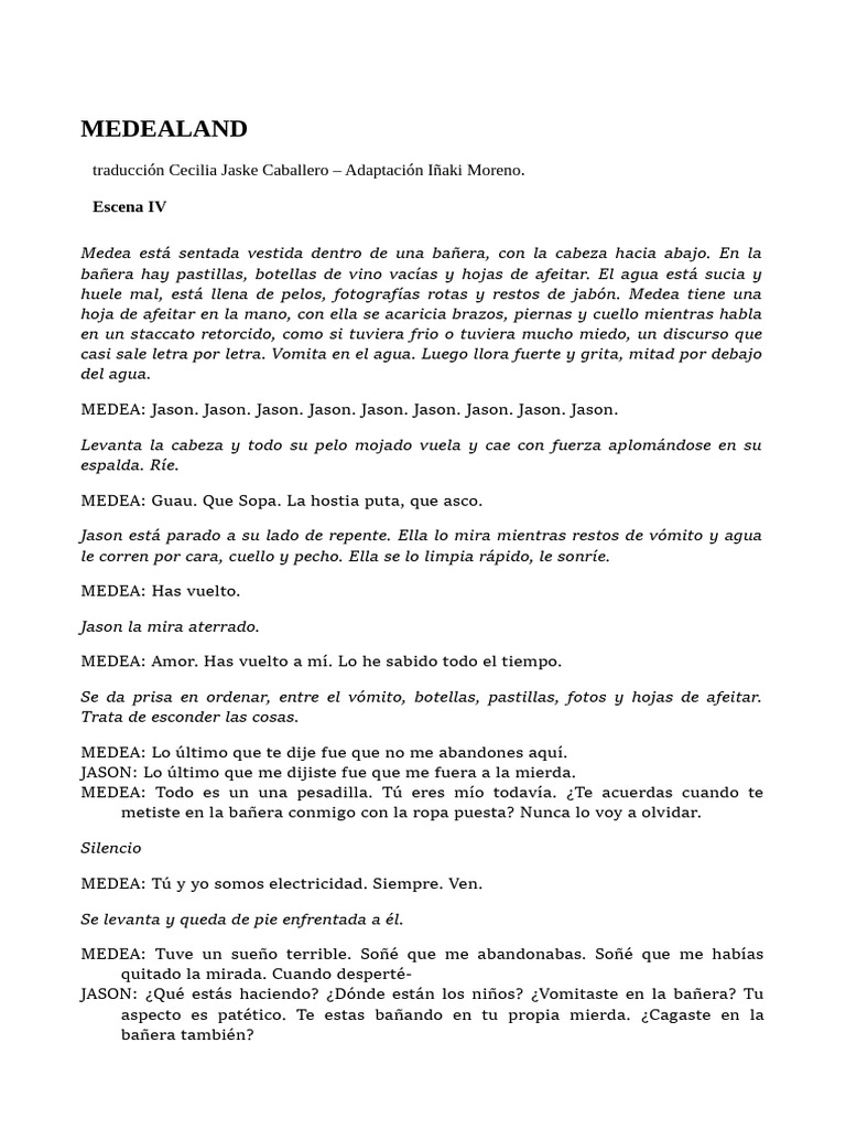 Medealand - Escena IV - Medea y Jason - Adaptación Español | PDF | Jason