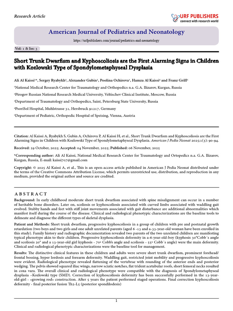 Short Trunk Dwarfism and Kyphoscoliosis Are The First Alarming Signs in ...