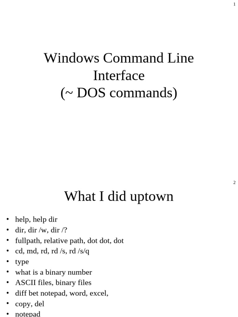 Windows CLI Basics and DOS Commands | PDF | Computer File | Command ...