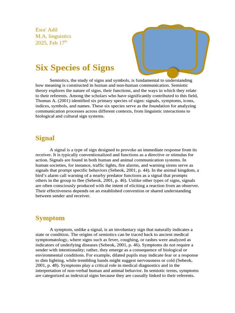 5 Six Species of Signs | PDF | Semiotics | Communication