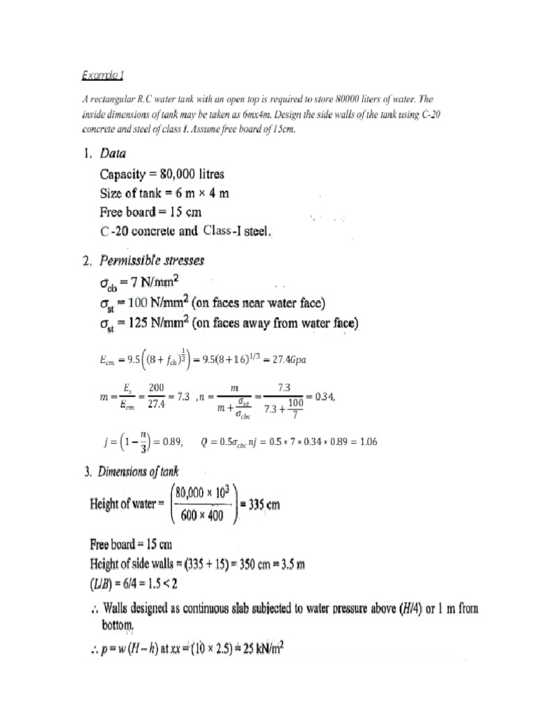 Design of Water Tank Reactangle - 251118 - 234731 | PDF