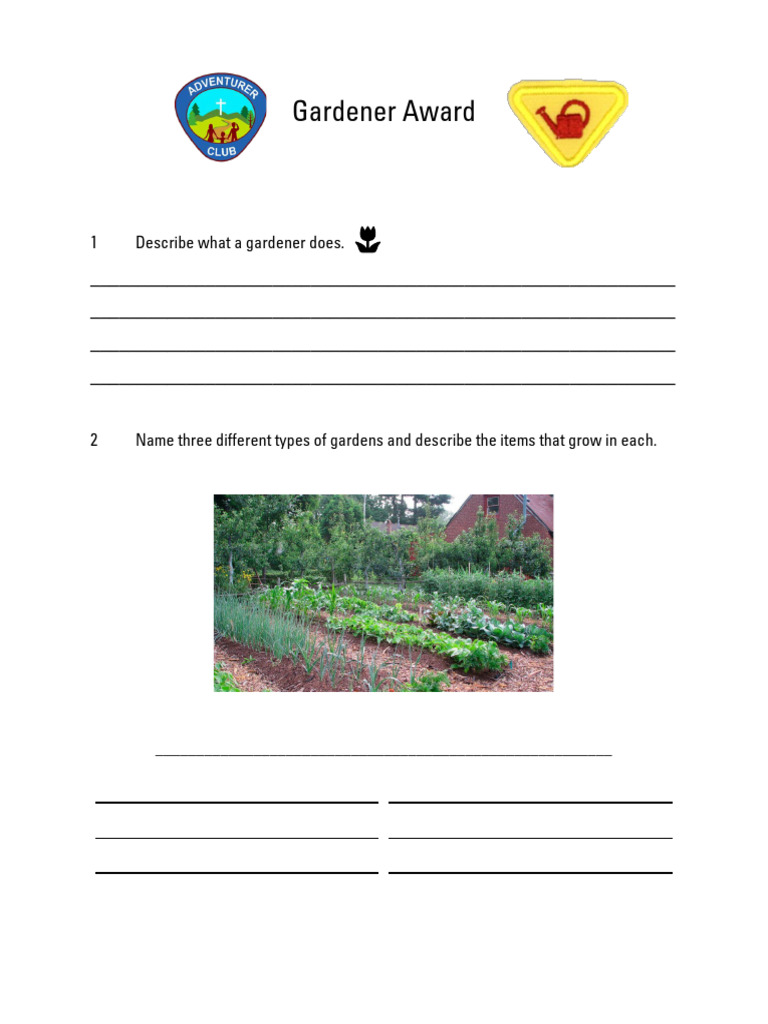 Gardener Award: Skills and Activities | PDF