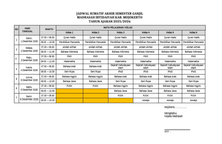 Jadwal Sas 2025-2026 Revisi | PDF