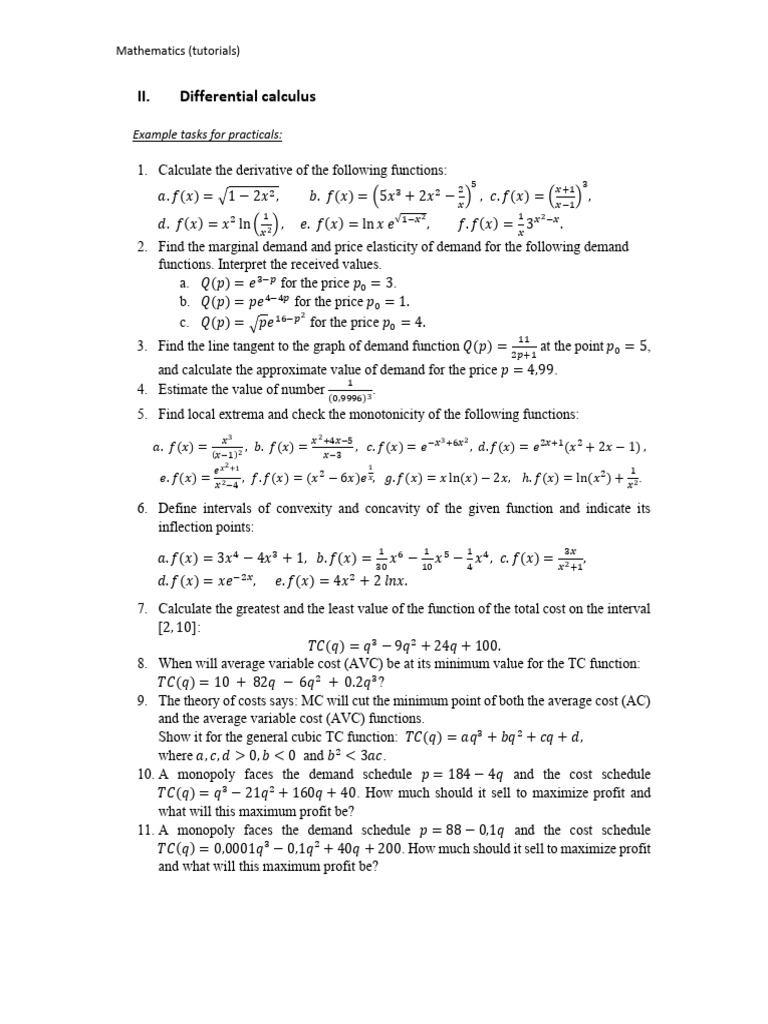 2 Math Differential - Calculus | PDF | Function (Mathematics) | Demand