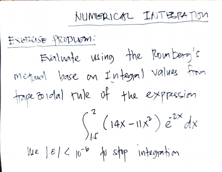 Numerical Integration Exercise Problem | PDF