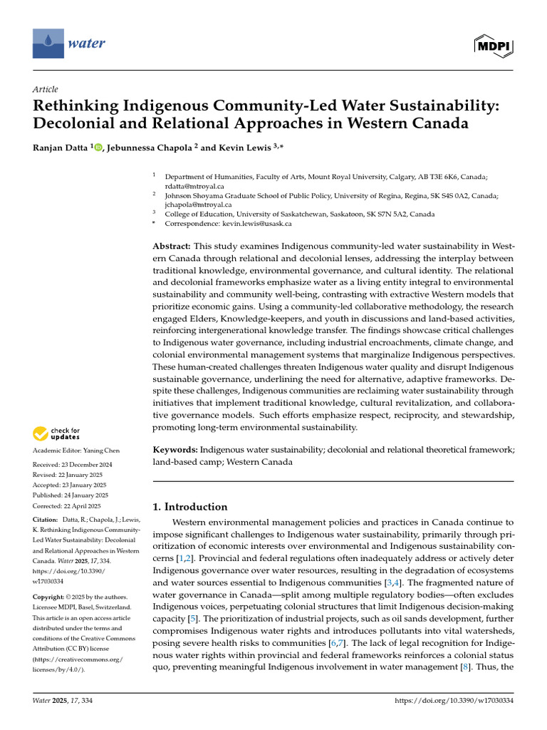 Rethinking Indiugenous Community-Led Water Sustainability | PDF ...