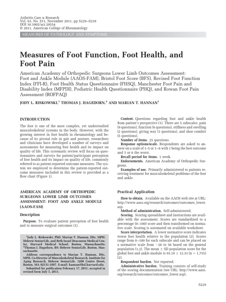 Foot Health Assessment Tools Overview | PDF | Survey Methodology ...