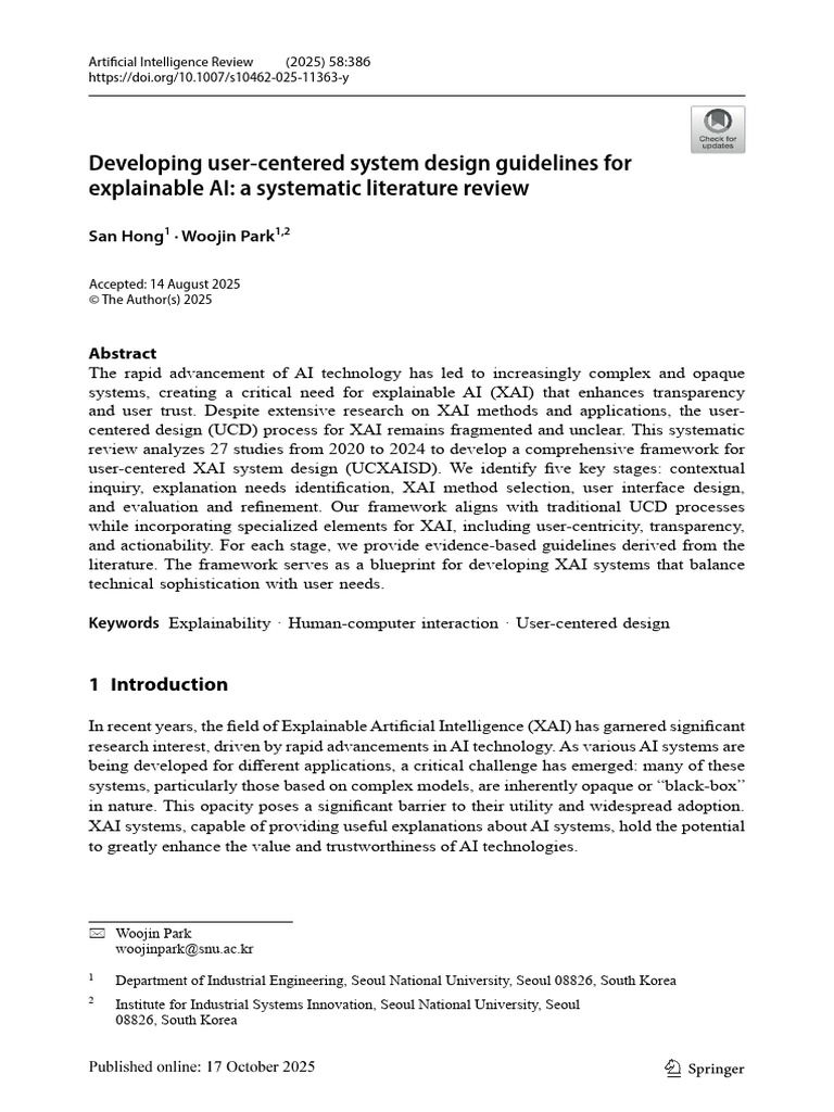 Developing User-Centered System Design Guidelines For Explainable AI: A Systematic Literature ...