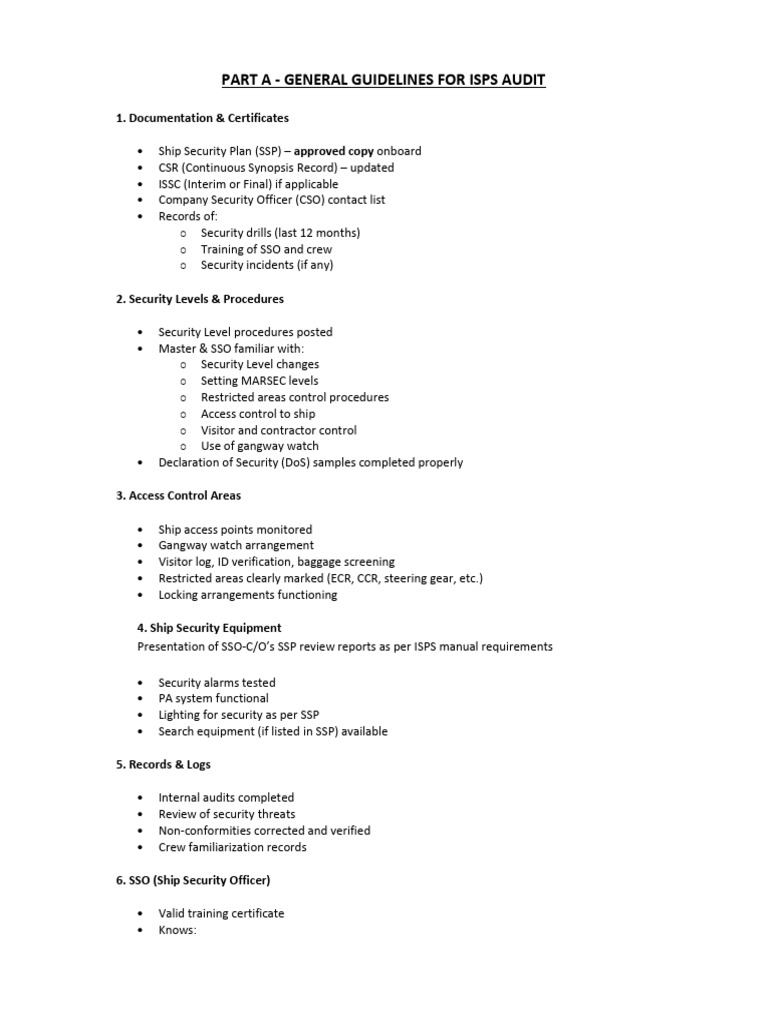ISPS & MLC AUDITS GUIDANCE | PDF