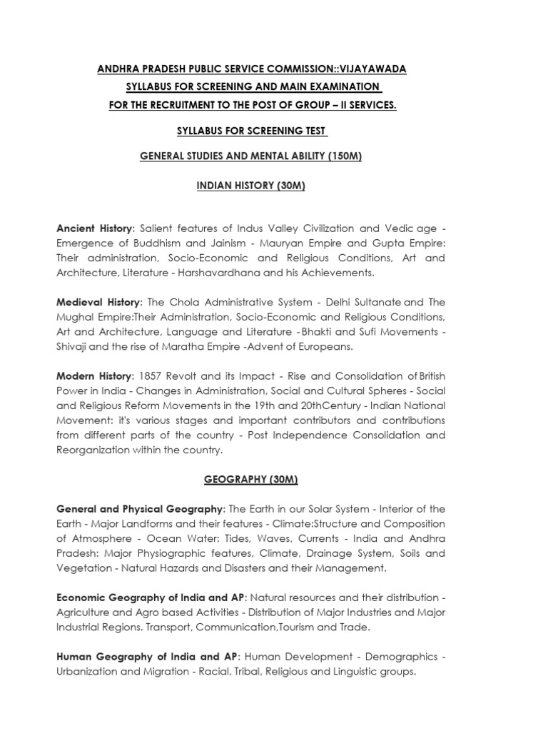 Andhra Pradesh Group II Exam Syllabus | PDF | Conservation Biology ...