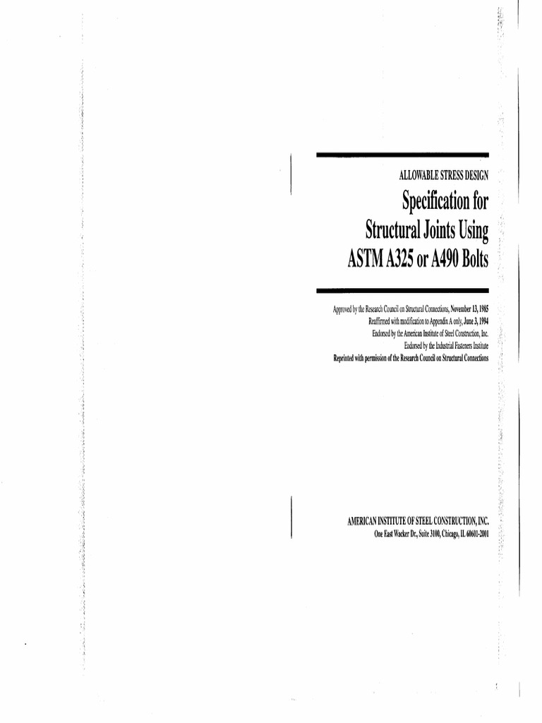AISC - Allowable Stress Design Specification For Structural Joints ...
